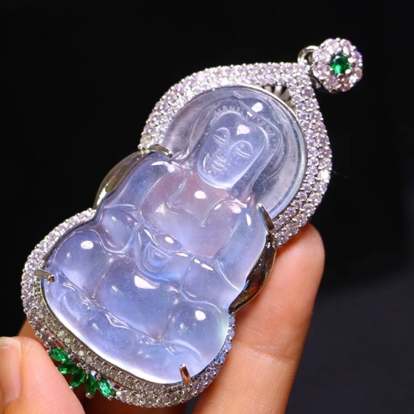 Jewelry | Perfect High Natural Ice Chinese Jadeite Hand Carving Guanyin ...